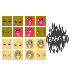 Assembly of flat icons on theme evil emotions Vector Image