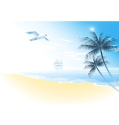 Summer beach with palm trees Royalty Free Vector Image