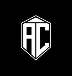 Ac logo monogram with sword element ribbon design Vector Image