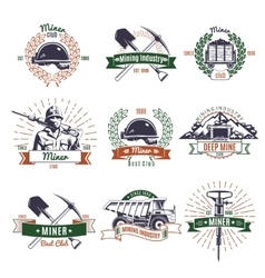 Set of vintage coal mining emblems Royalty Free Vector Image