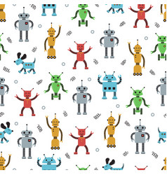 Robots seamless pattern children robo background Vector Image