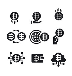 Crypto currency bitcoin black and white symbol Vector Image