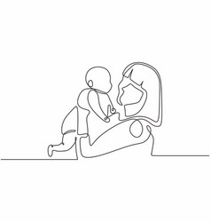 One continuous line drawing young happy fisherman Vector Image