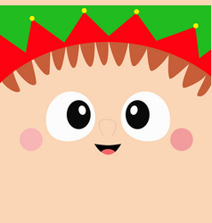 Santa claus elf square head face icon merry Vector Image