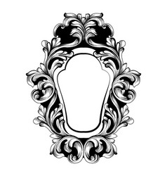 Baroque mirror round frame french luxury Vector Image