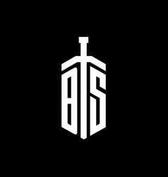 Bs monogram letter logo ribbon with shield style Vector Image