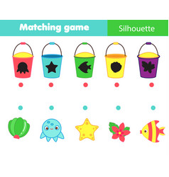 Shadow matching game summertime beach theme kids Vector Image