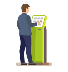 Man using electronic self service payment system Vector Image