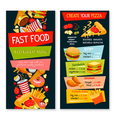 Fast food restaurant menu sketch template Vector Image