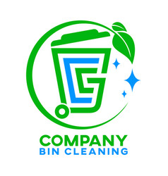 Trash can bin cleaning logo Royalty Free Vector Image