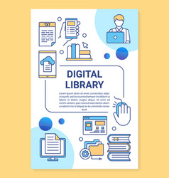 Digital library poster template layout banner Vector Image