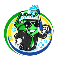 Trash can bin cleaning logo Royalty Free Vector Image