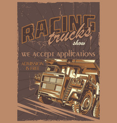 Vintage colored industrial machines poster Vector Image