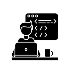 Programmer computer expert chalk white icon Vector Image