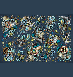 Seamless hand drawn nautical background Royalty Free Vector