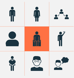 Human icons set with thinker male smart man and Vector Image
