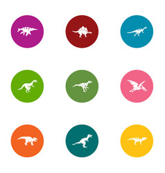 Dino icons set flat style Royalty Free Vector Image