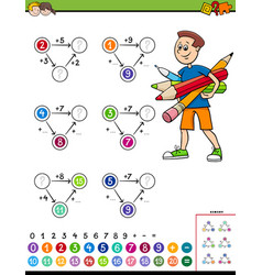 Maths calculation educational worksheet Royalty Free Vector