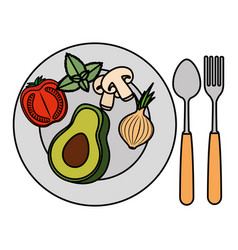 Dish with healthy food isolated icon Royalty Free Vector