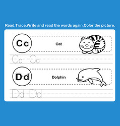 Alphabet letter c-cat exercise with cartoon Vector Image
