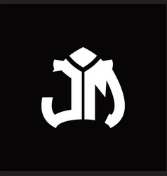 Jm logo initial with circle line cut design Vector Image