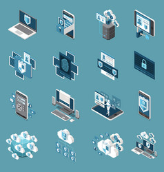 Datacenter elements icon set Royalty Free Vector Image