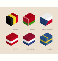 Isometric 3d boxes with flags Royalty Free Vector Image