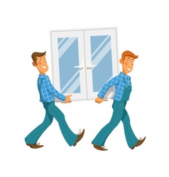 Cartoon of man carrying upstairs big piece Vector Image