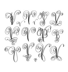 Calligraphy lettering script font g set hand Vector Image