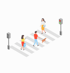 People walking on crosswalk pedestrians crossing Vector Image