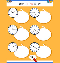Telling time with clock face educational task Vector Image