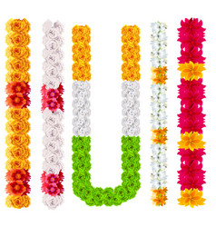 Indian orange flower garland mala frame isolated Vector Image