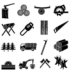 Set icons of sawmill timber and lumber Royalty Free Vector