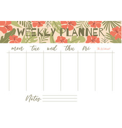 Printable weekly planner concept with tropical Vector Image