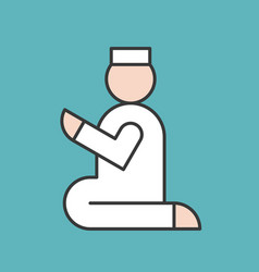 Muslim man in white outfit praying Royalty Free Vector Image