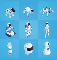 Evolution of robots isometric design Royalty Free Vector