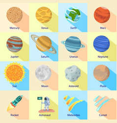 Planets icon set realistic style Royalty Free Vector Image