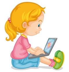 Children working on computer laptop Royalty Free Vector