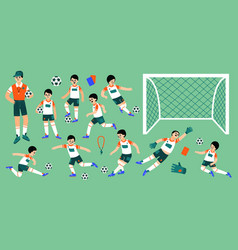 Kids soccer school flat style design Royalty Free Vector