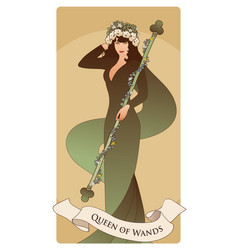 Queen wands with flowers crown holding a rod Vector Image