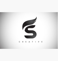 S letter wings logo design with black bird fly Vector Image