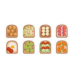 Set toasts and sandwich breakfast bread toast Vector Image