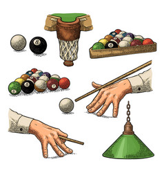 Realistic billiard snooker pool ball cue Vector Image