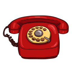 Cartoon classic red rotary telephone Royalty Free Vector