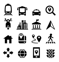Black map icons set Royalty Free Vector Image - VectorStock