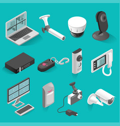 Home security system isometric flowchart Vector Image