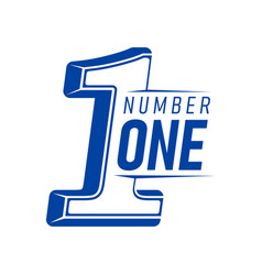 Black and white number one diagonal logo template Vector Image