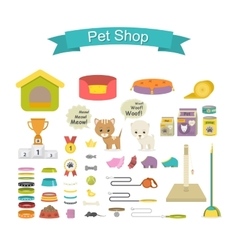 Pet shop flat style design Royalty Free Vector Image