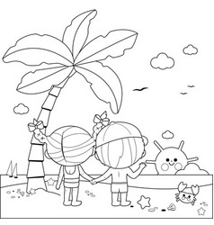 Children at beach Royalty Free Vector Image - VectorStock