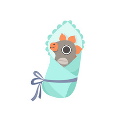 Cute orange little dino wearing diaper adorable Vector Image